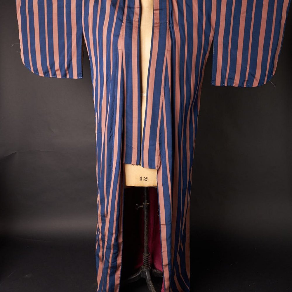 Vintage 1950s Japanese Striped Kimono - Gem